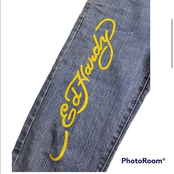 Ed Hardy | Jeans | Ed Hardy Signature Tattoo Floral Skulls Denim Capri ...